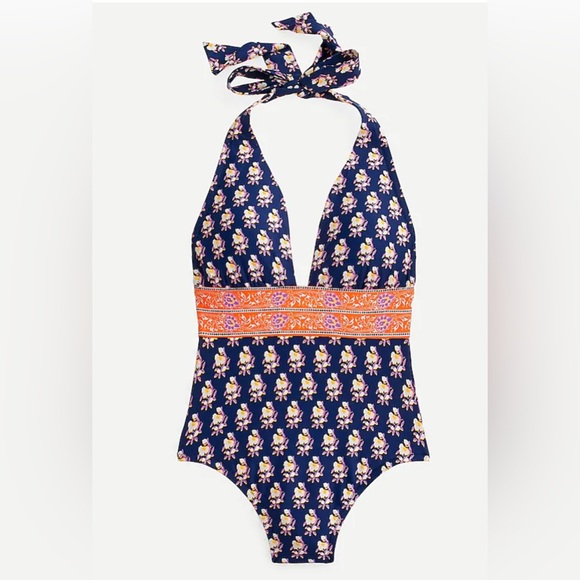 J. Crew | Swim | Nwt J Crew Halter Vneck Onepiece Swimsuit In Navy ...